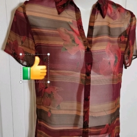 Koret | Tops | Koret Mens Sheer Floral Shirt Red And Tan | Poshmark